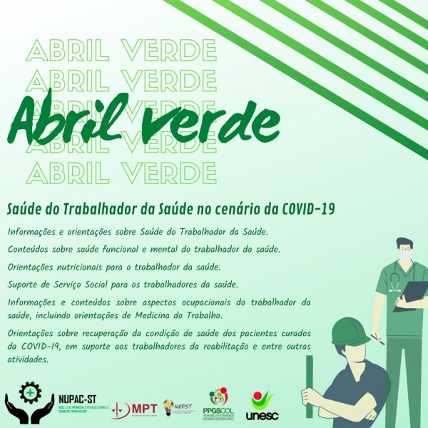 ABRIL VERDE, uma campanha que o NUPAC-ST apoia!
