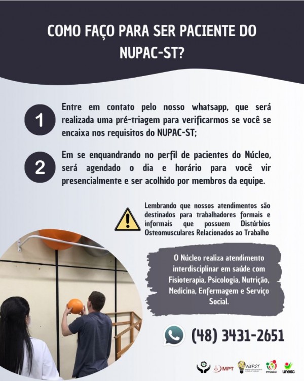 Como faço para ser paciente do NUPAC-ST?